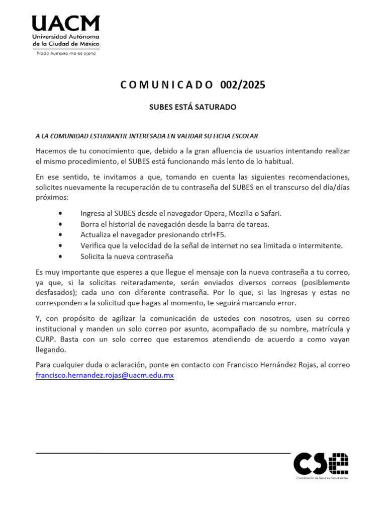 Comunicado 002 | PDF