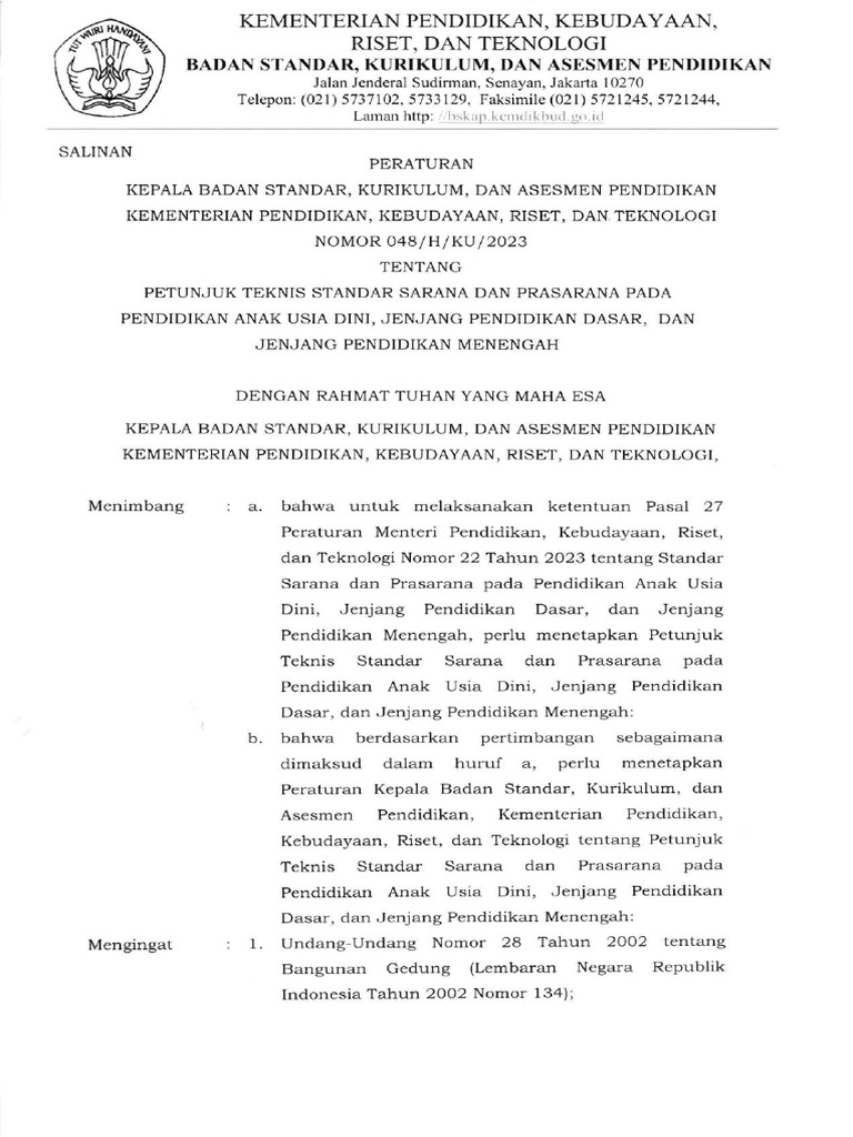 SK Bskap Nomor 048 - 2023 Sarpras | PDF
