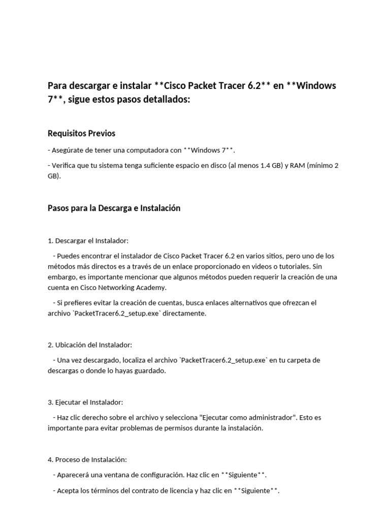 Guía para Descargar e Instalar Cisco Packet Tracer | PDF | Archivo de ...