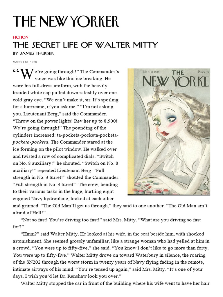 James Thurber "The Secret Life of Walter Mitty" The New Yorker | PDF ...