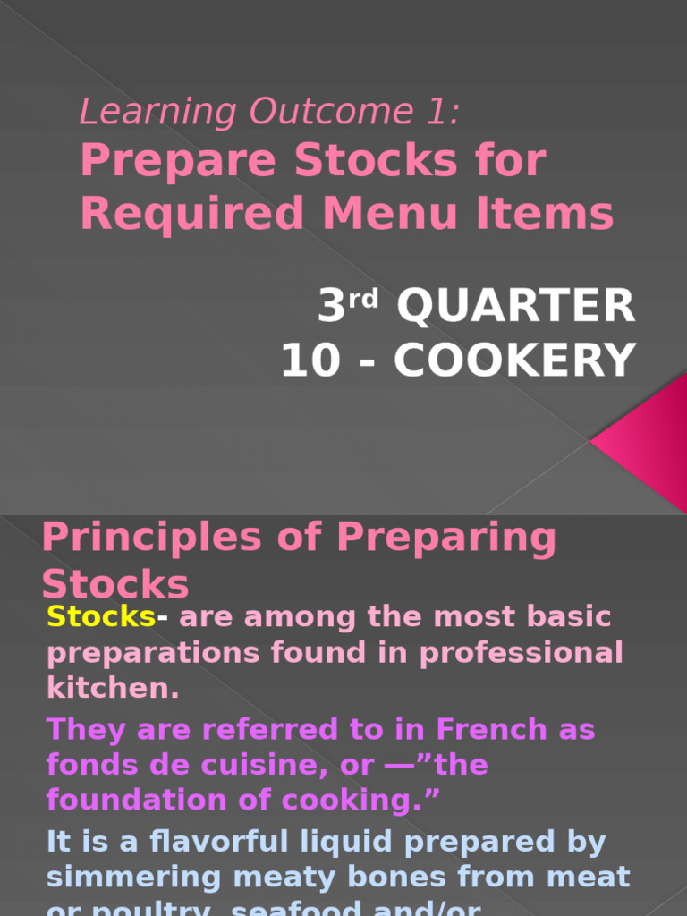 Essential Guide to Preparing Stocks | PDF | Soup | Stock (Food)