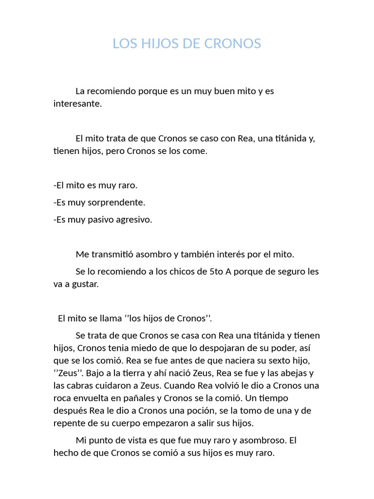 Los Hijos de Cronos | PDF