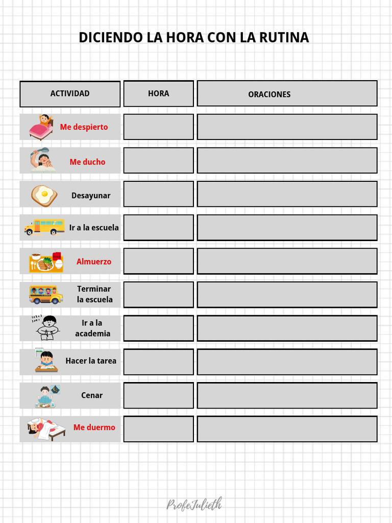 Rutina Diaria: Horarios y Actividades | PDF