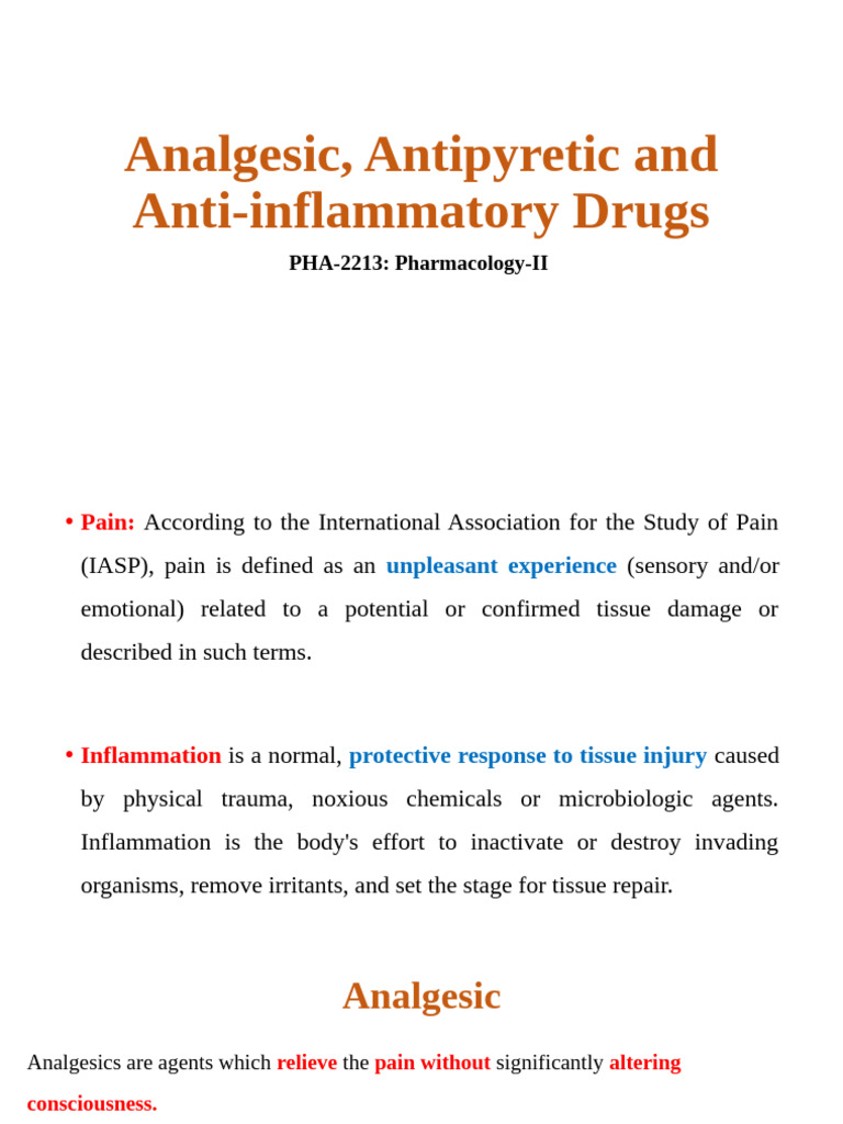 Analgesic, Antipyretic and Anti-Inflammatory Drugs | PDF | Aspirin | Opioid