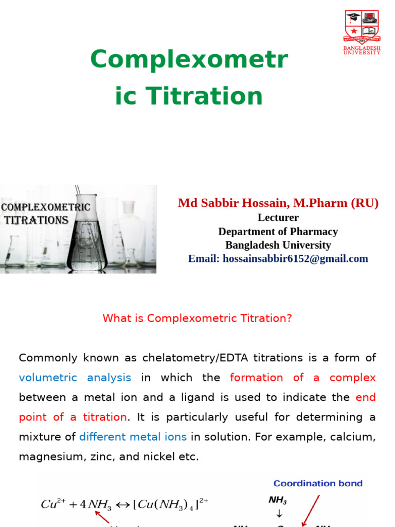 Chapter 3 Complexometric Titration MSH | PDF | Ligand | Chelation