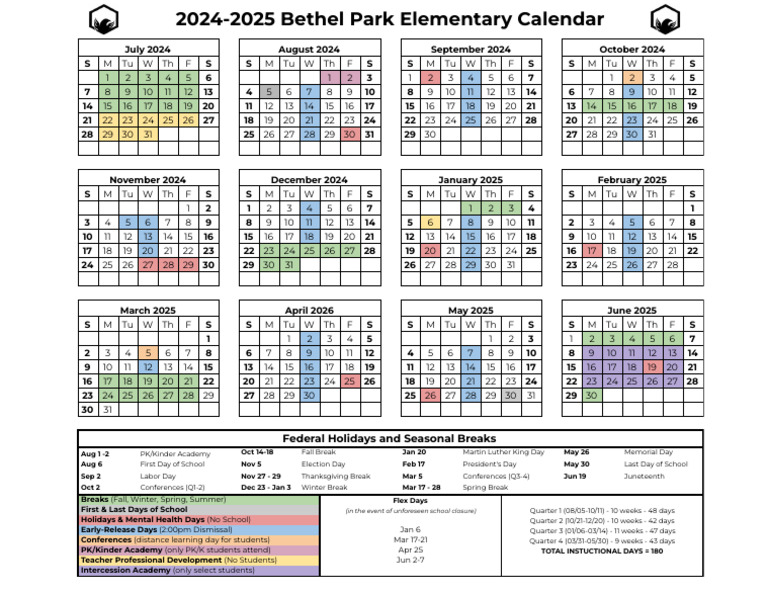 2024-2025 School Calendar - 2024-25 Calendar 1 | PDF | Federal ...