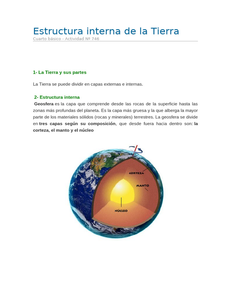 CIENCIA DE LA TIERRA 2 Teoría Capas de La Tierra | PDF | Tierra | Roca ...
