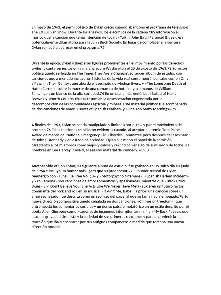 04 - de The Times They Are A-Changin | PDF | Bob Dylan | Música grabada