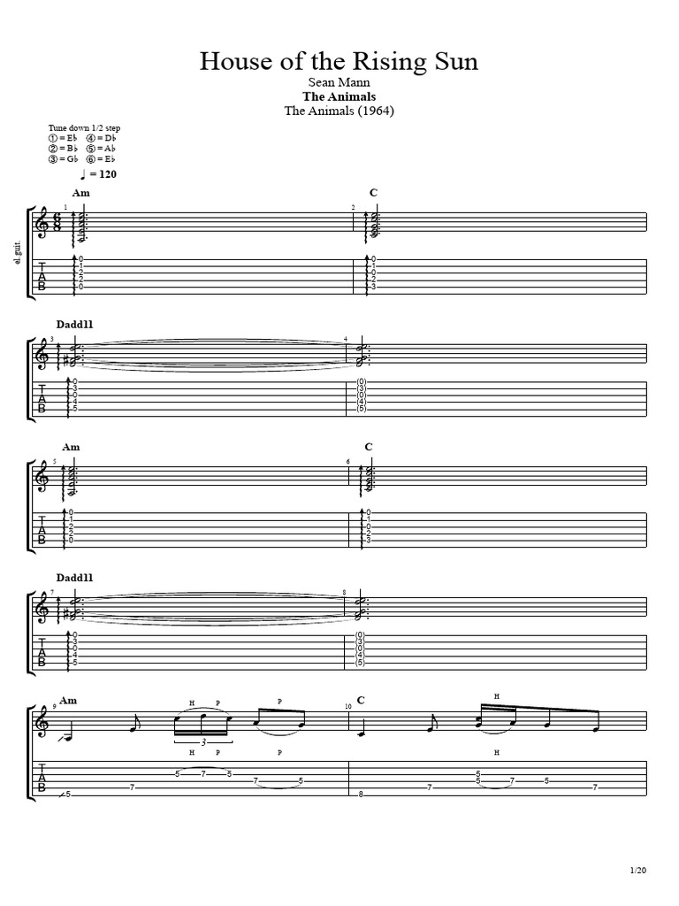 House of the Rising Sun Guitar Tab | PDF