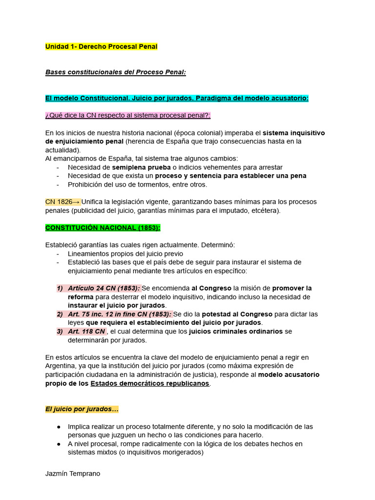 Derecho Procesal Penal U1 | PDF | Derecho penal | Ley procesal
