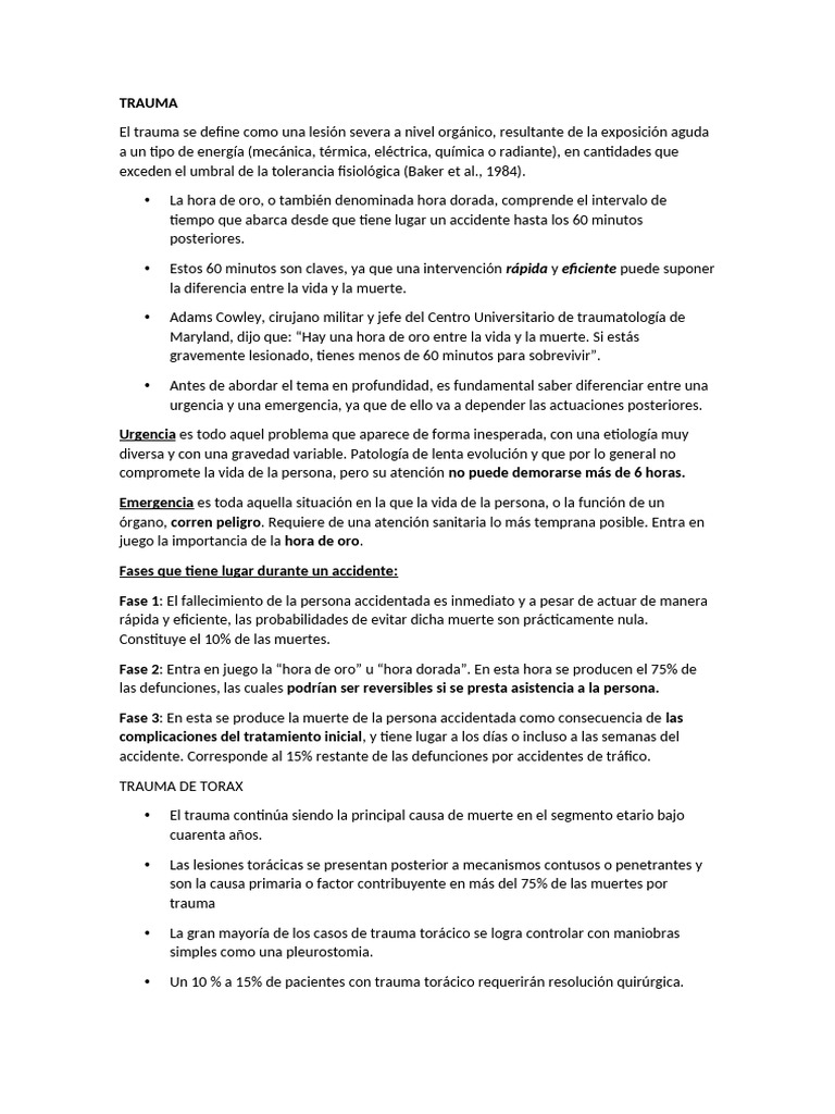 TRAUMA | PDF | Tórax | El embarazo