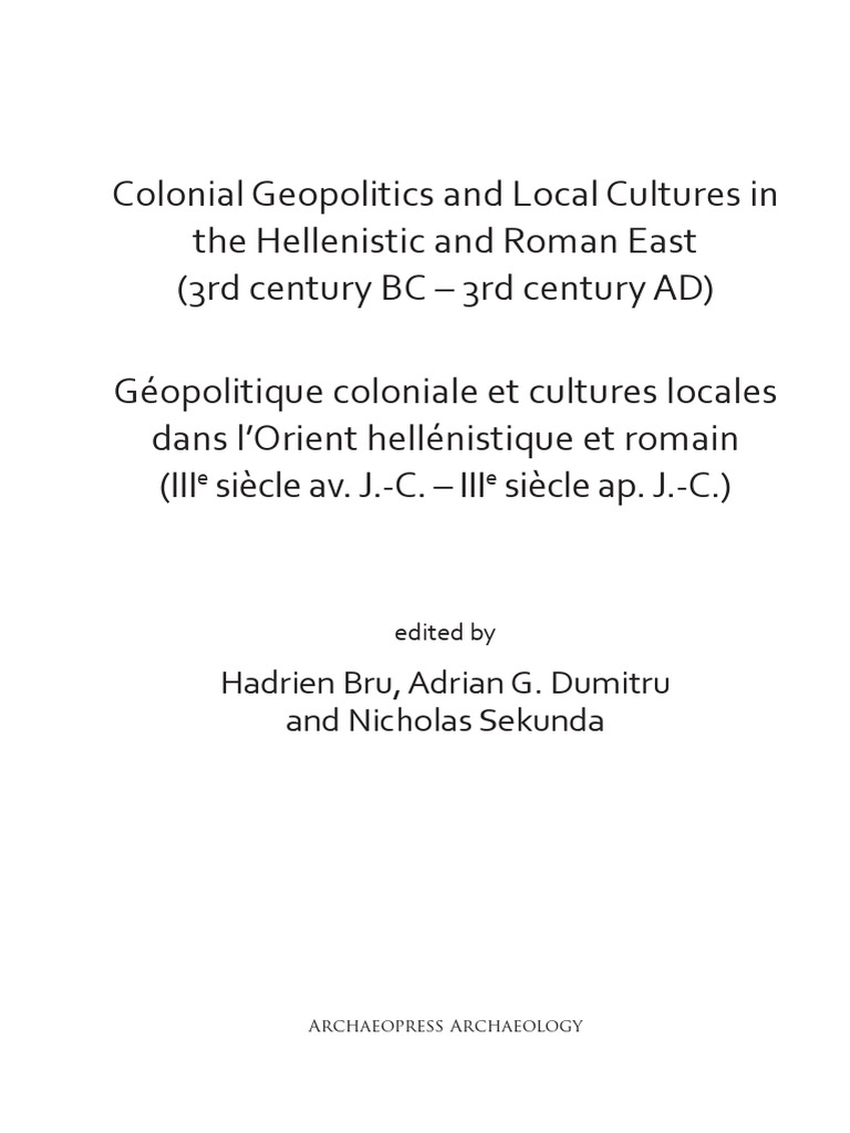 Livro Colonial Geopolitics and Local Cultures in Hellenistic and Roman ...