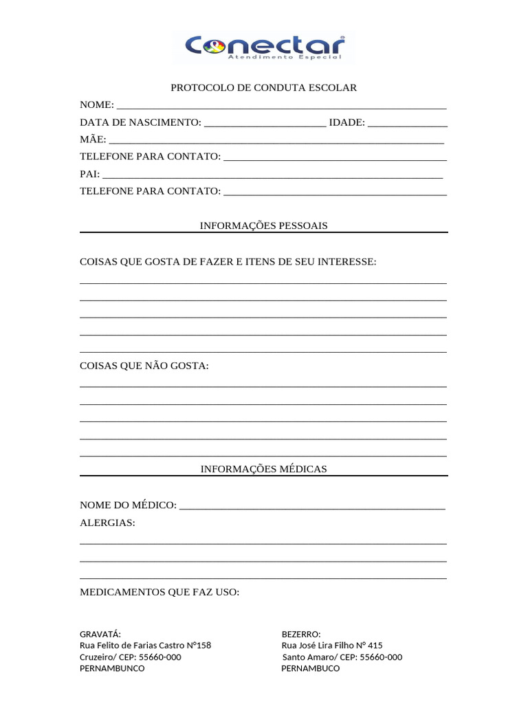 Protocolo de Conduta Escola | PDF