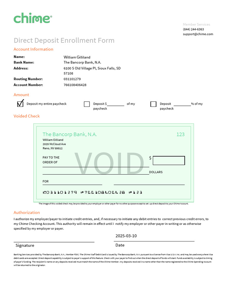 Chime Direct Deposittylor | PDF | Paycheck | Banks