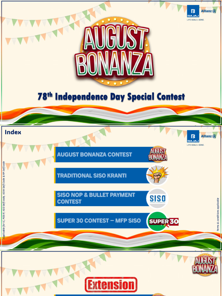 August Bonanza Contest Overview | PDF | Money | Services (Economics)