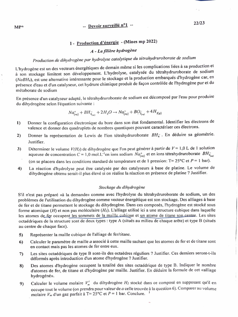 DS1 Chimie Thermo | PDF