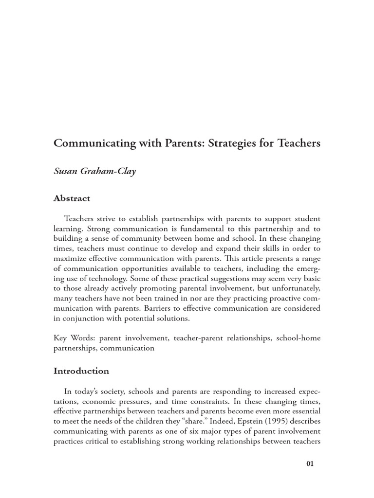 Effective Teacher-Parent Communication Strategies | PDF | Communication ...