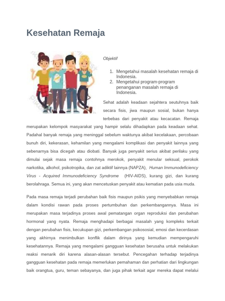 Masalah Kesehatan Remaja di Indonesia | PDF