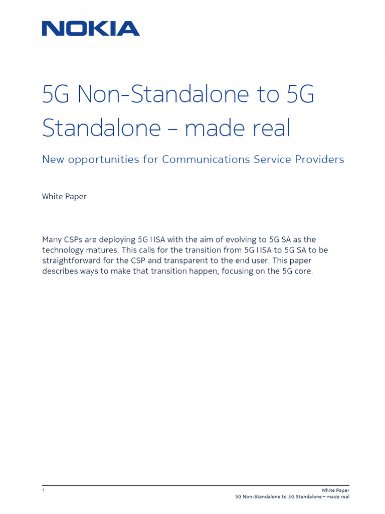 202106 Nokia (Core) 5G Standalone White Paper | PDF | Ip Multimedia ...