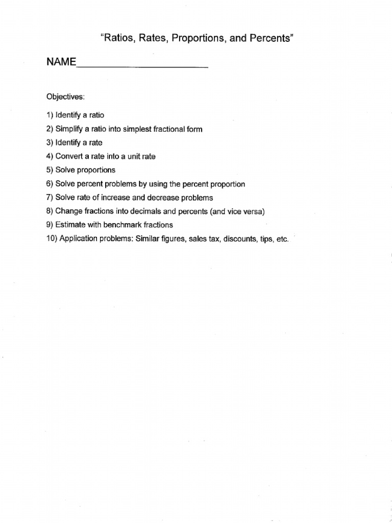 Ratios and Proportions Packet | PDF