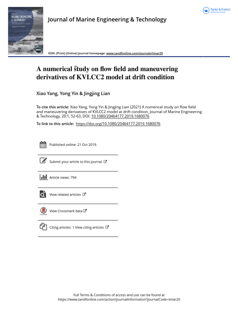 KVLCC2 Model Maneuvering Study | PDF | Computational Fluid Dynamics ...