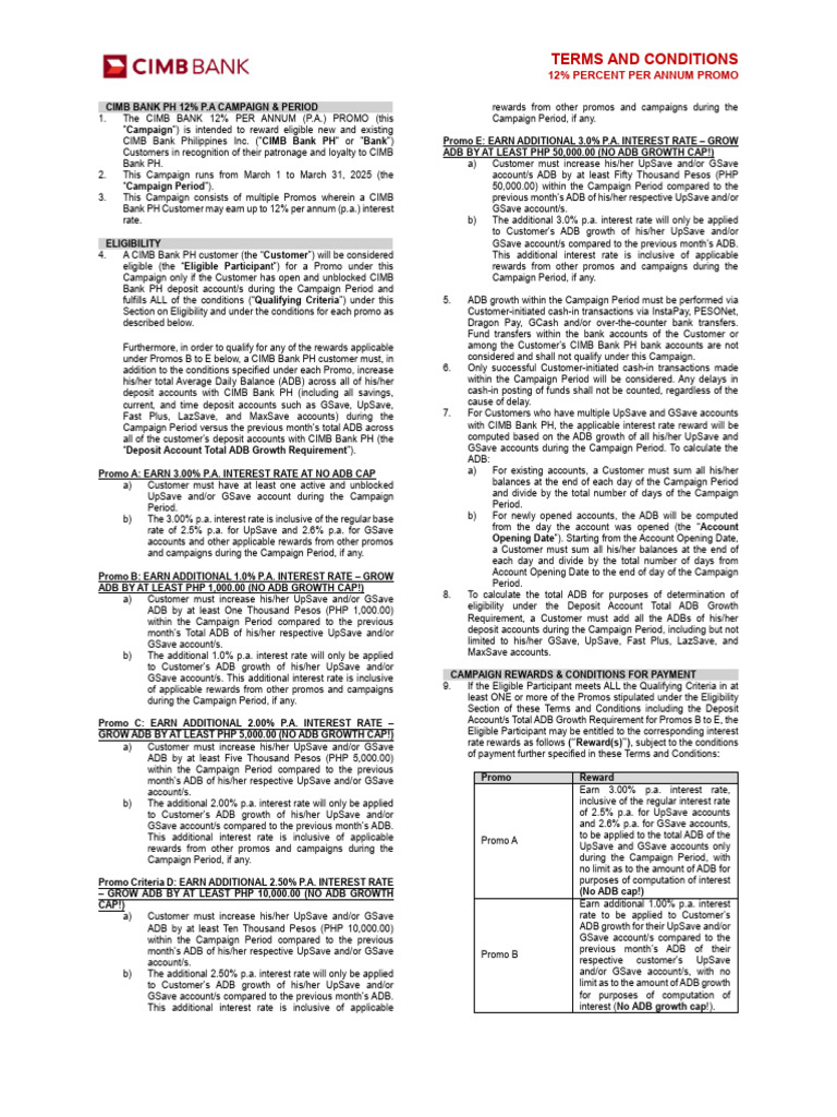 2025 Mar Earn More Promo TNC | PDF | Banks | Interest