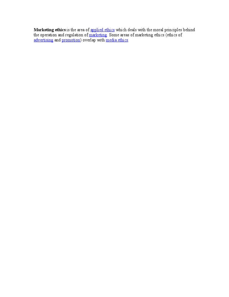 Marketing Ethics Is The Area of | PDF