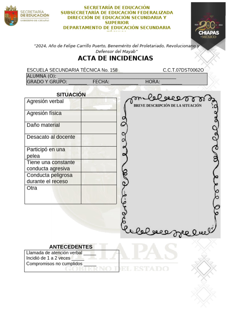 Formato de Incidencias | PDF