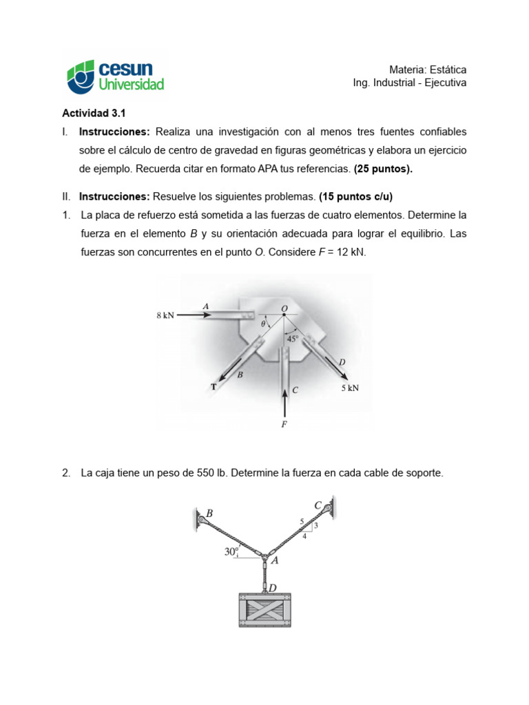 Actividad 3.1 Estática 2020-3 | PDF
