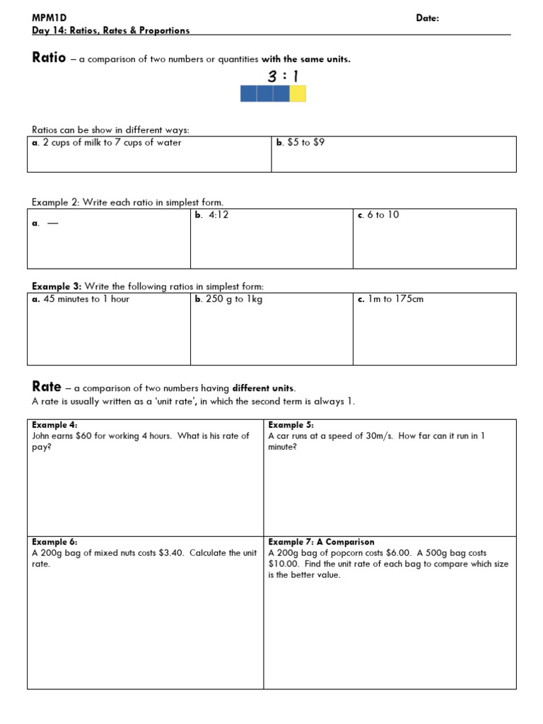 14_-_rates___proportions_handout | PDF | Ratio | Mathematics