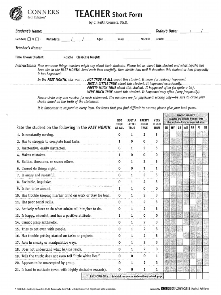 Conner Teacher Form Feb 21 | PDF