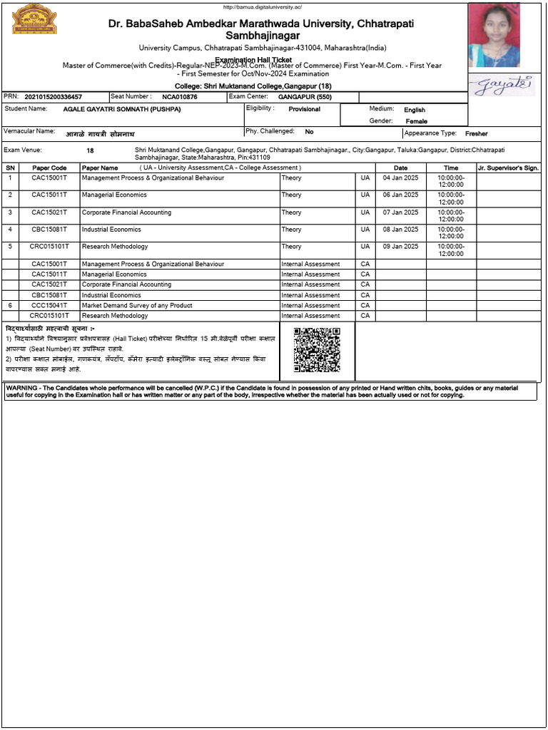 M Com Master of Commerce First Year M Com First Year First Semester 1 ...
