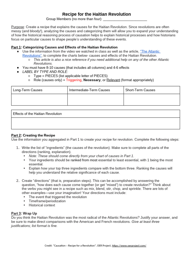 Causes of the Haitian Revolution Recipe | PDF | Causality