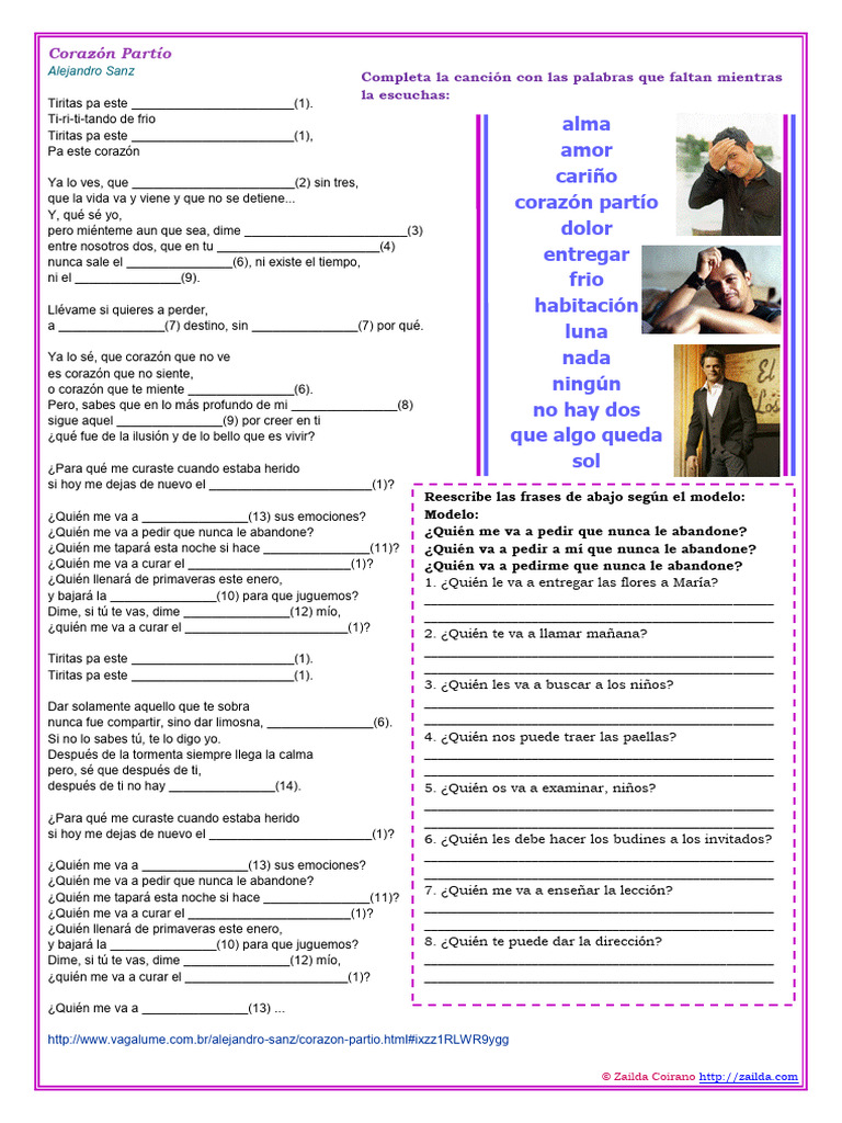 Completa la letra de "Corazón Partío" | PDF
