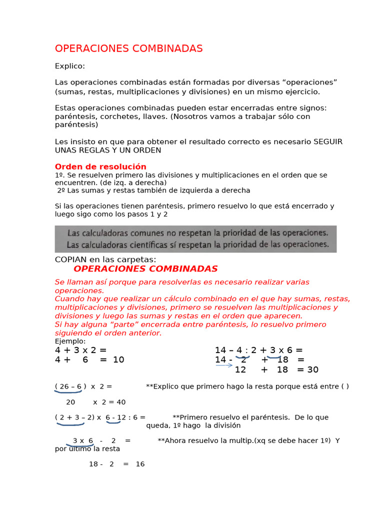 Operaciones Combinadas | PDF