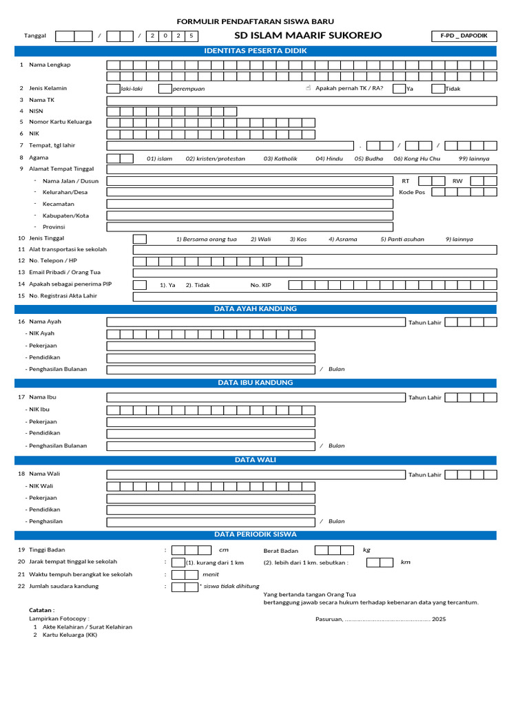 Formulir PD 2025 | PDF