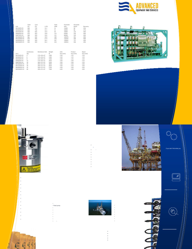 Swro Off Shore Specifications 15000 GPD To 250000 GPD | PDF ...