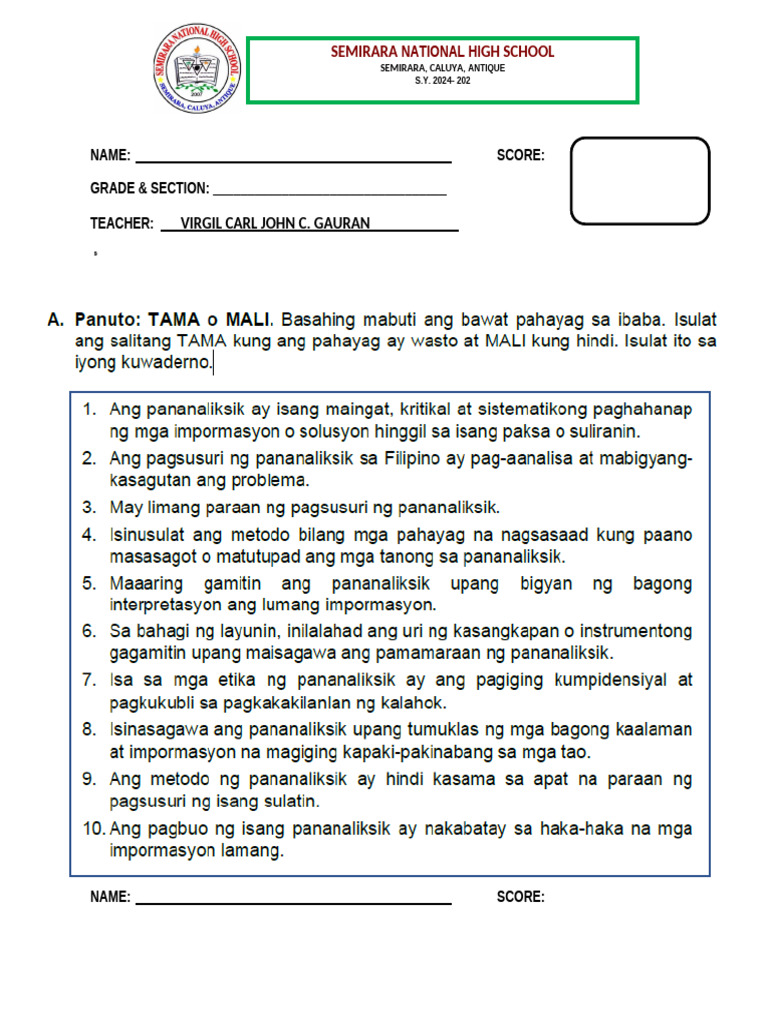 Activity Sheets | PDF