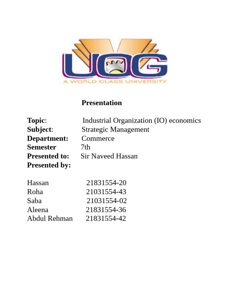 Industrial Organization Economics Overview | PDF | Strategic Management ...