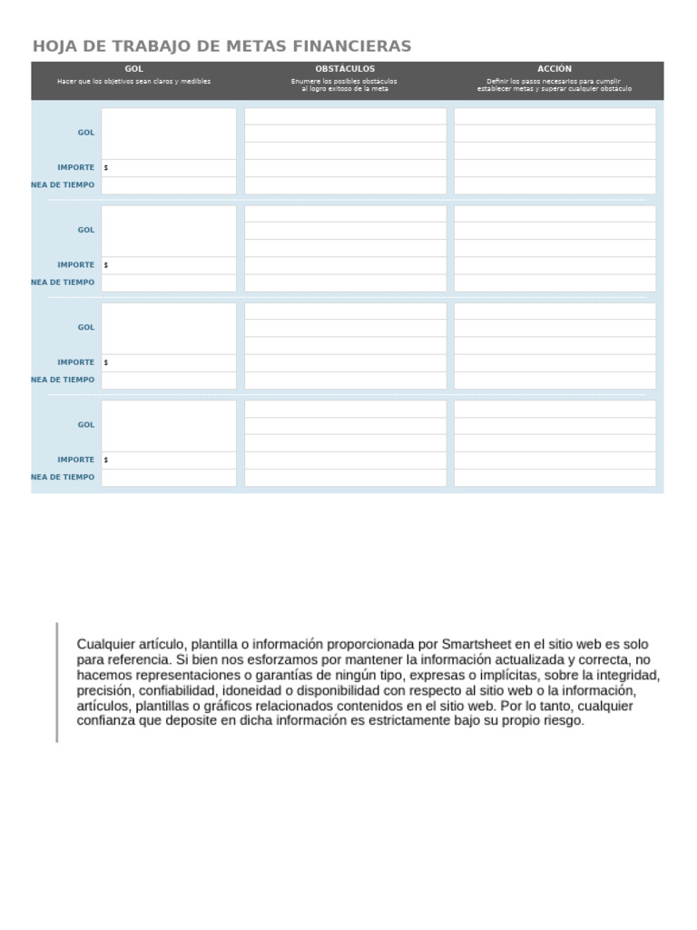 IC Financial Goals Worksheet Template 27177 ES | PDF
