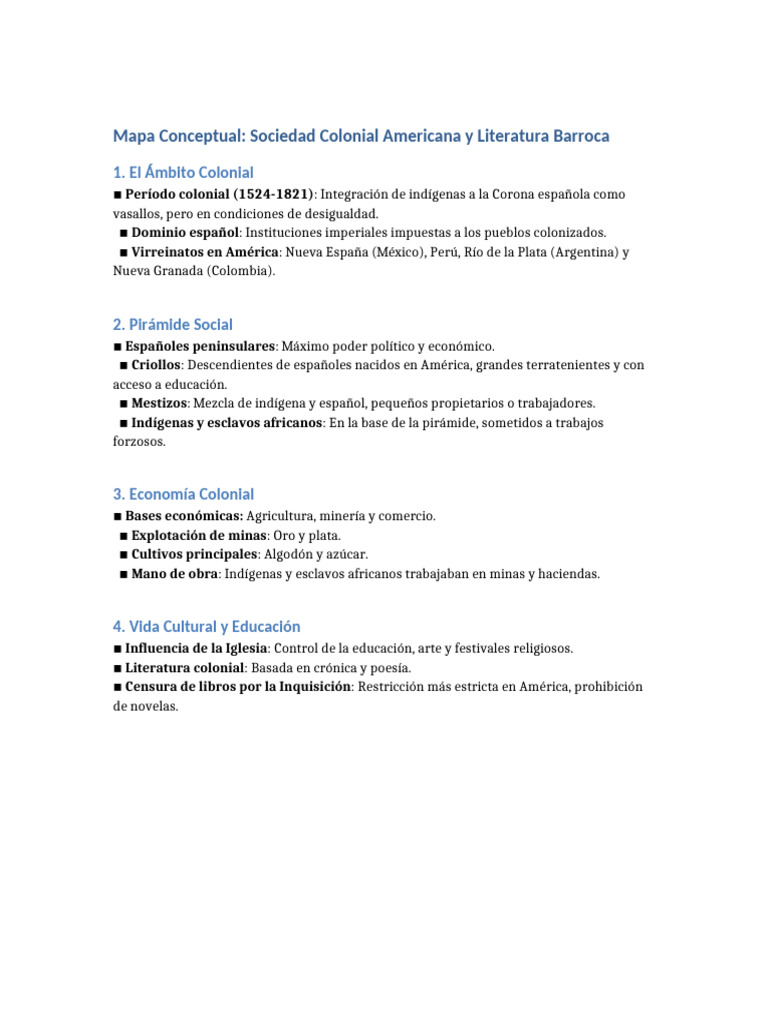 Mapa Conceptual Colonialismo | PDF