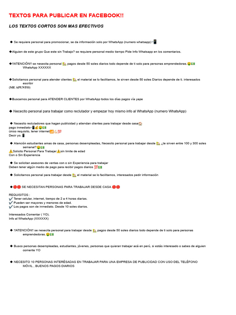 Textos para Publicar en Facebook | PDF | Facebook