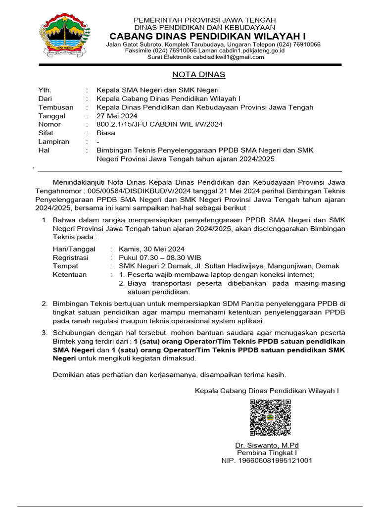 Nodin Bimtek Operator PPDB 2024 | PDF