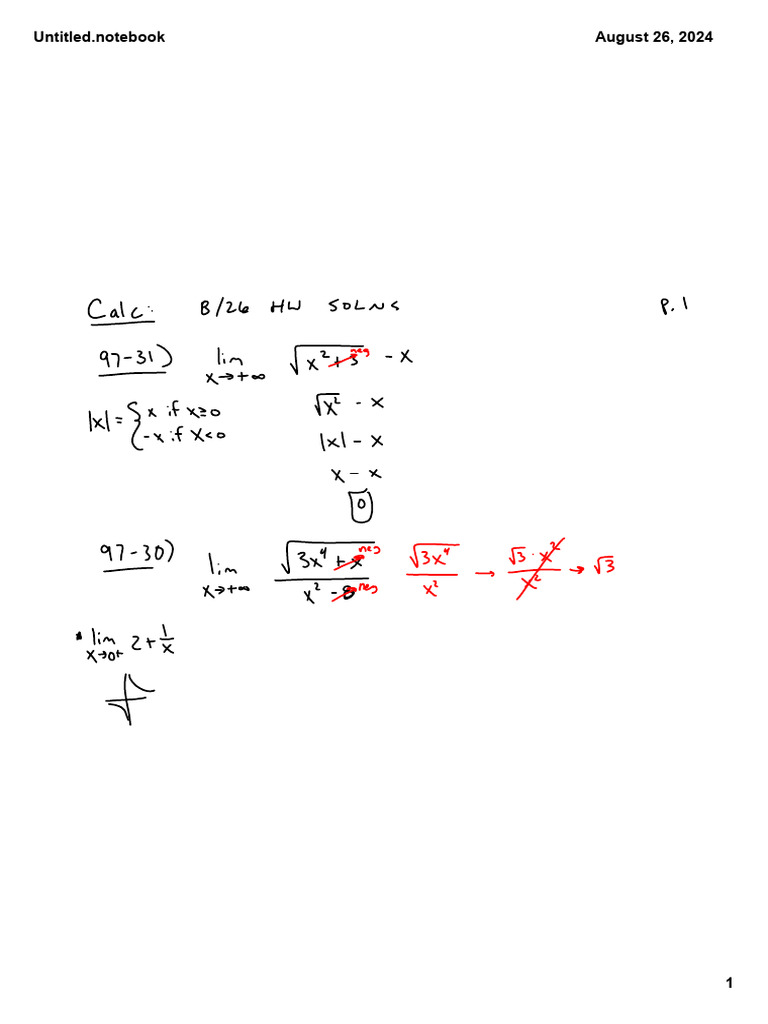 AP Calc - HW Solutions - 8.26.24 p1 | PDF