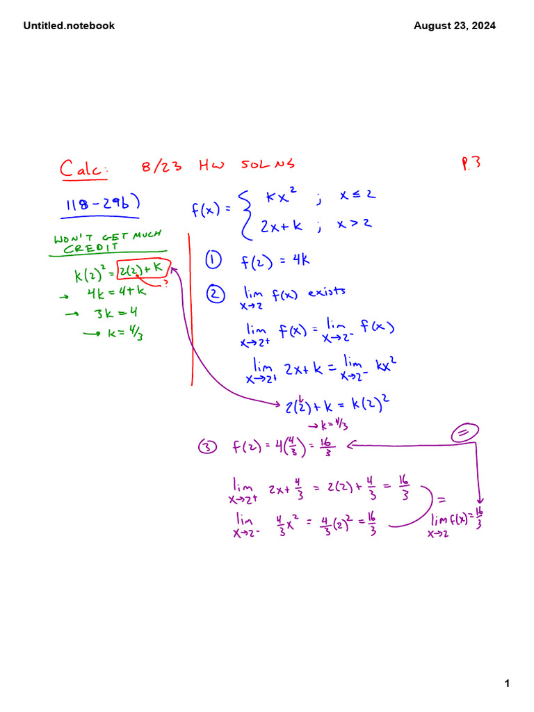 AP Calc - HW Solutions - 8.23.24 p3 | PDF