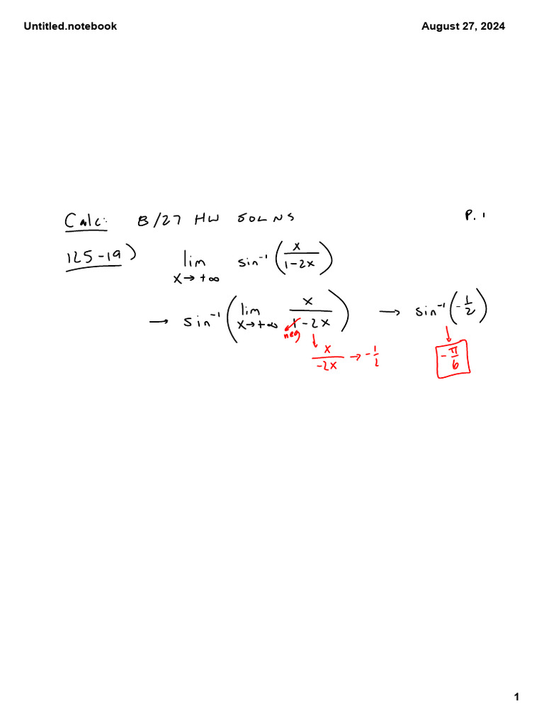 AP Calc - HW Solutions - 8.27.24 p1 | PDF