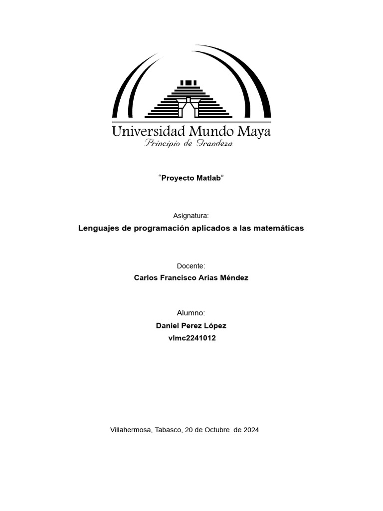 Proyecto Matlab | PDF | Ecuaciones | Ecuaciones diferenciales