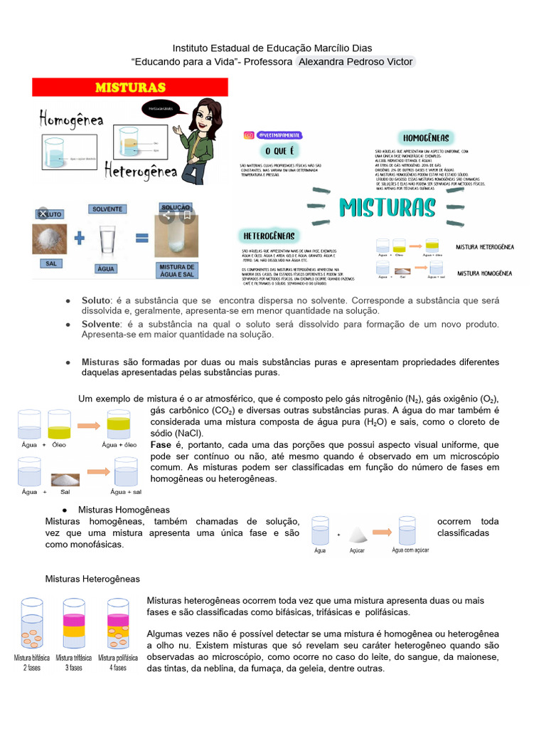 Misturas Teoria - 6º Ano | PDF