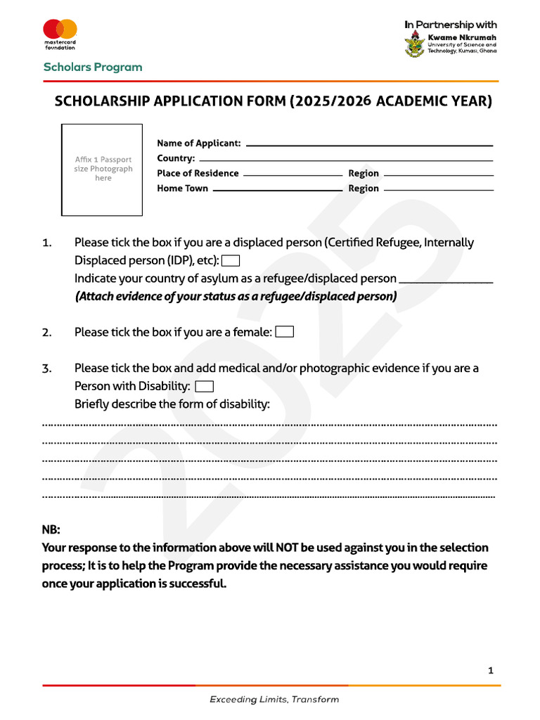 2025 Application Form 1 | PDF