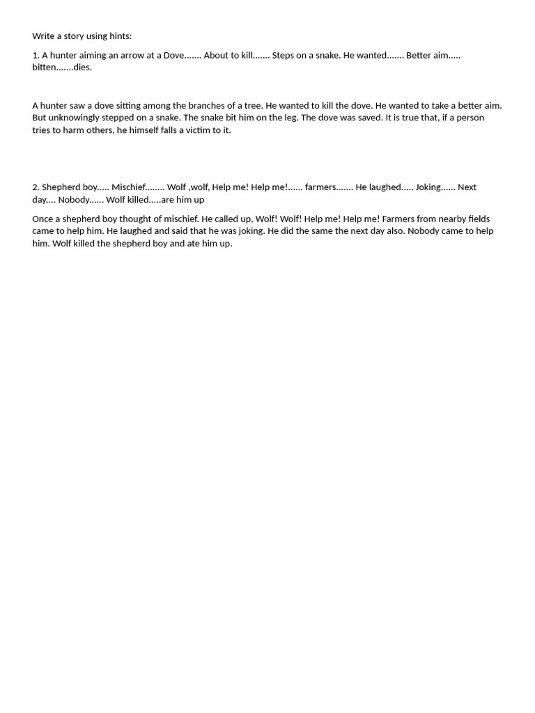Write A Story Using Hints | PDF